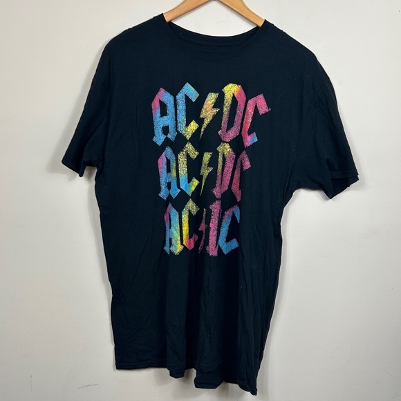 Tops | Acdcshirtblack Rainbow Letterssizexl | Poshmark